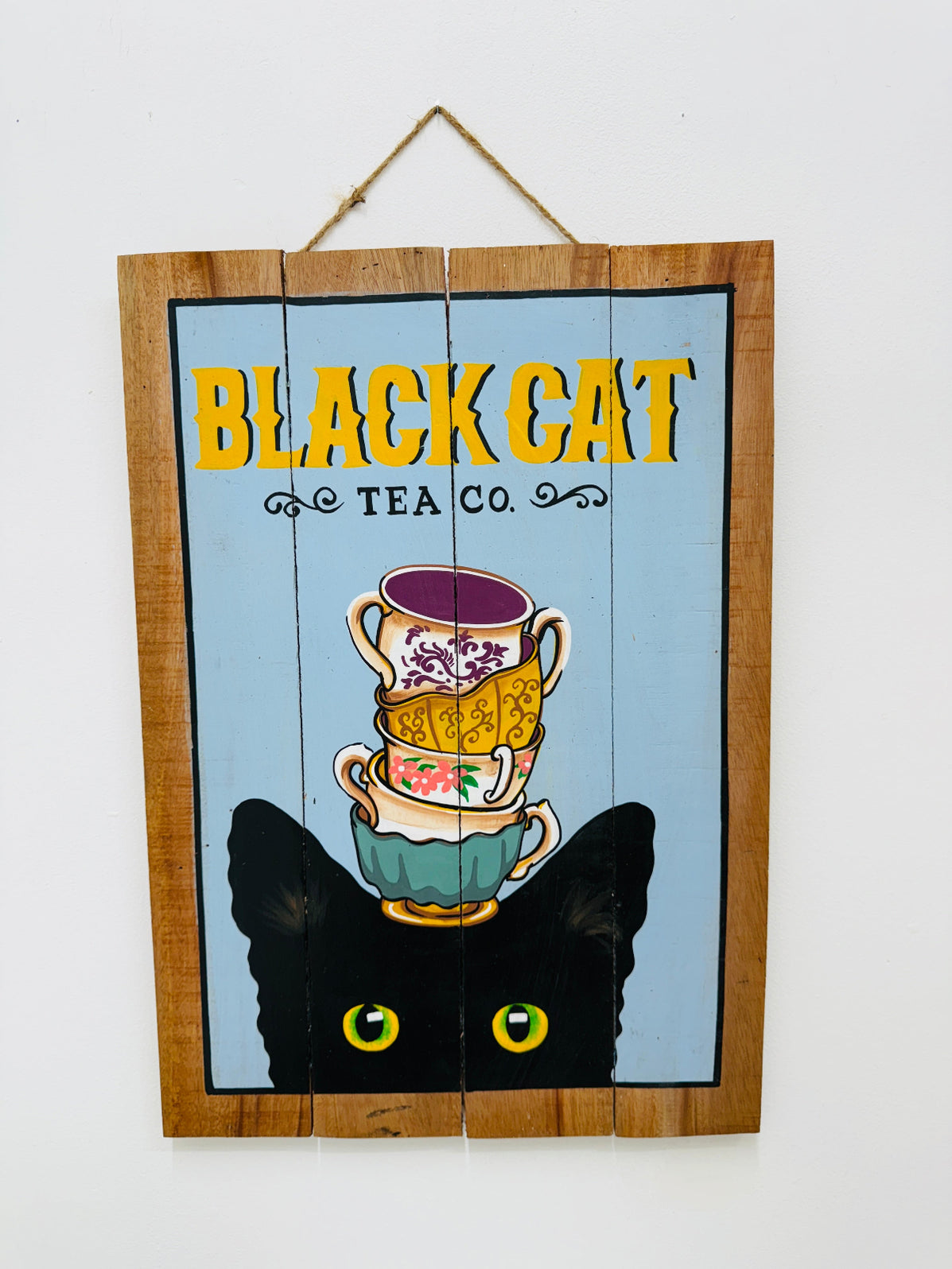 Black Cat Wooden Sign – Hand Painted Wall Plaque | The Red Gecko– The ...