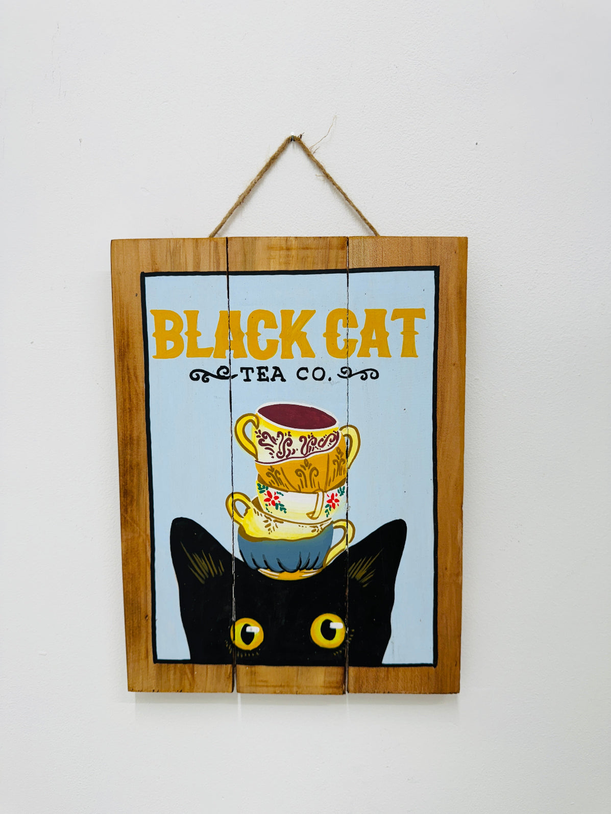 Black Cat Wooden Sign – Small Hand Painted Wall Plaque | The Red Gecko ...
